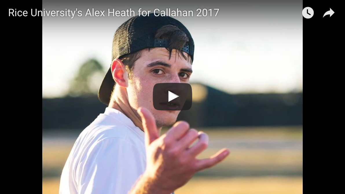 Rice's Alex Heath For Callahan - Livewire - Ultiworld