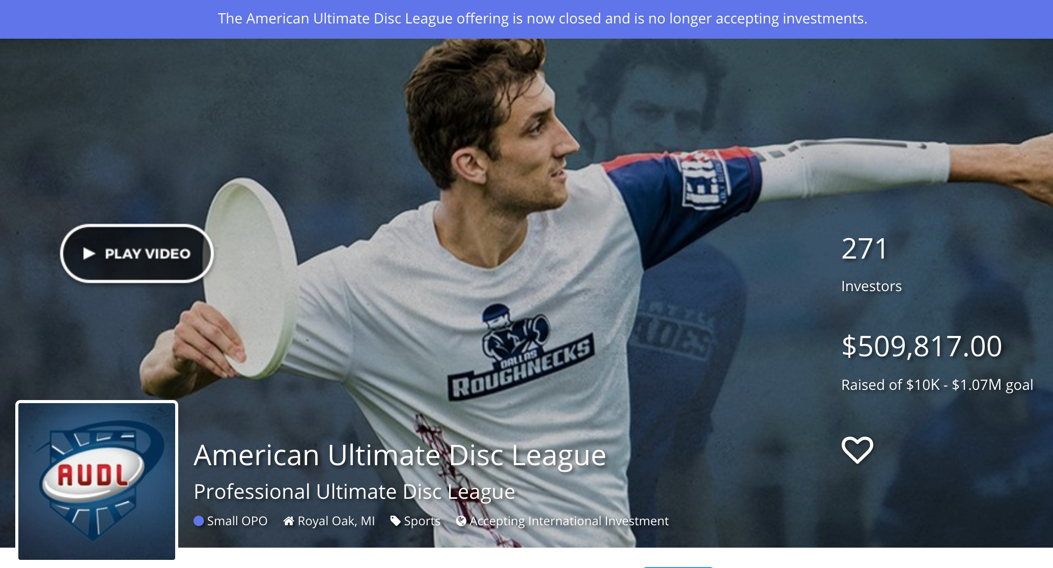 AUDL Closes Equity Crowdfunding With $500,000 Raise - Ultiworld