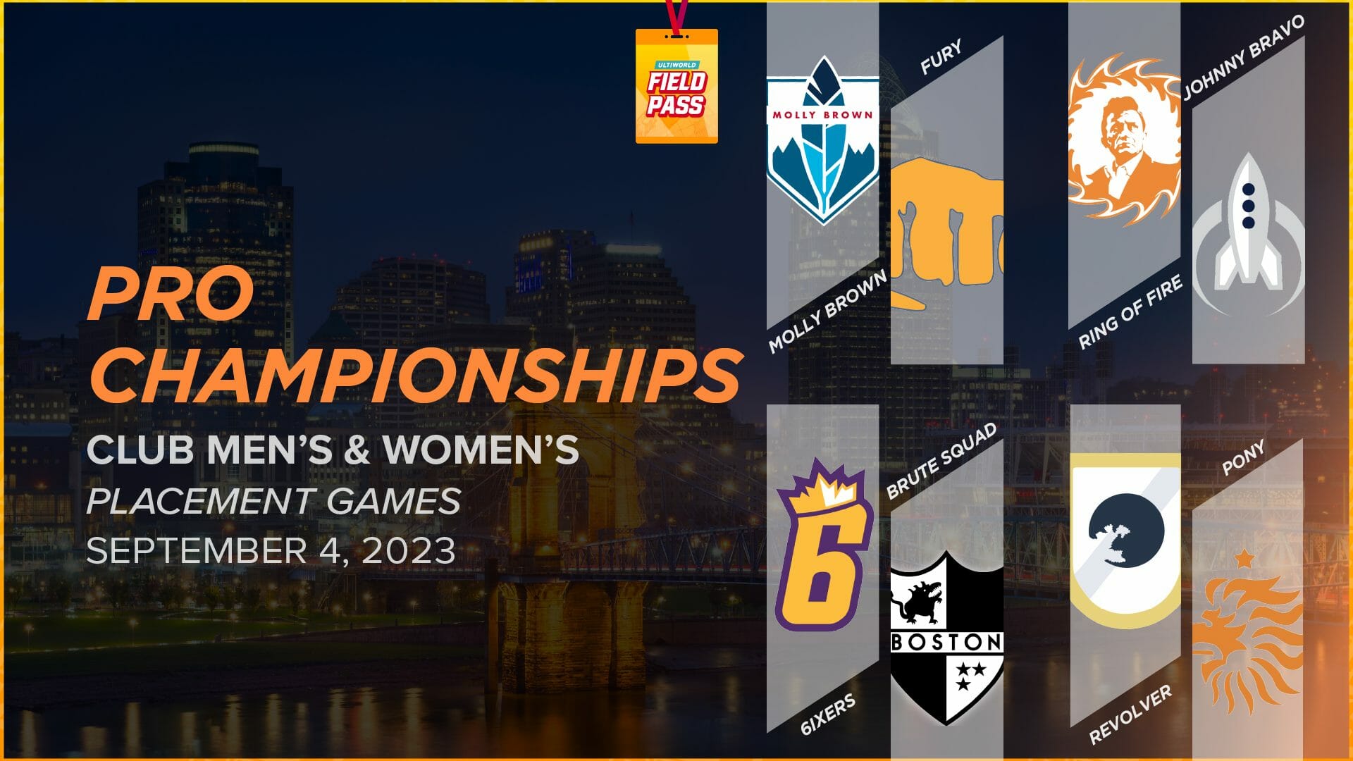 Field Pass: Men's/Women's Placement Games - 2023 Pro Championships ...