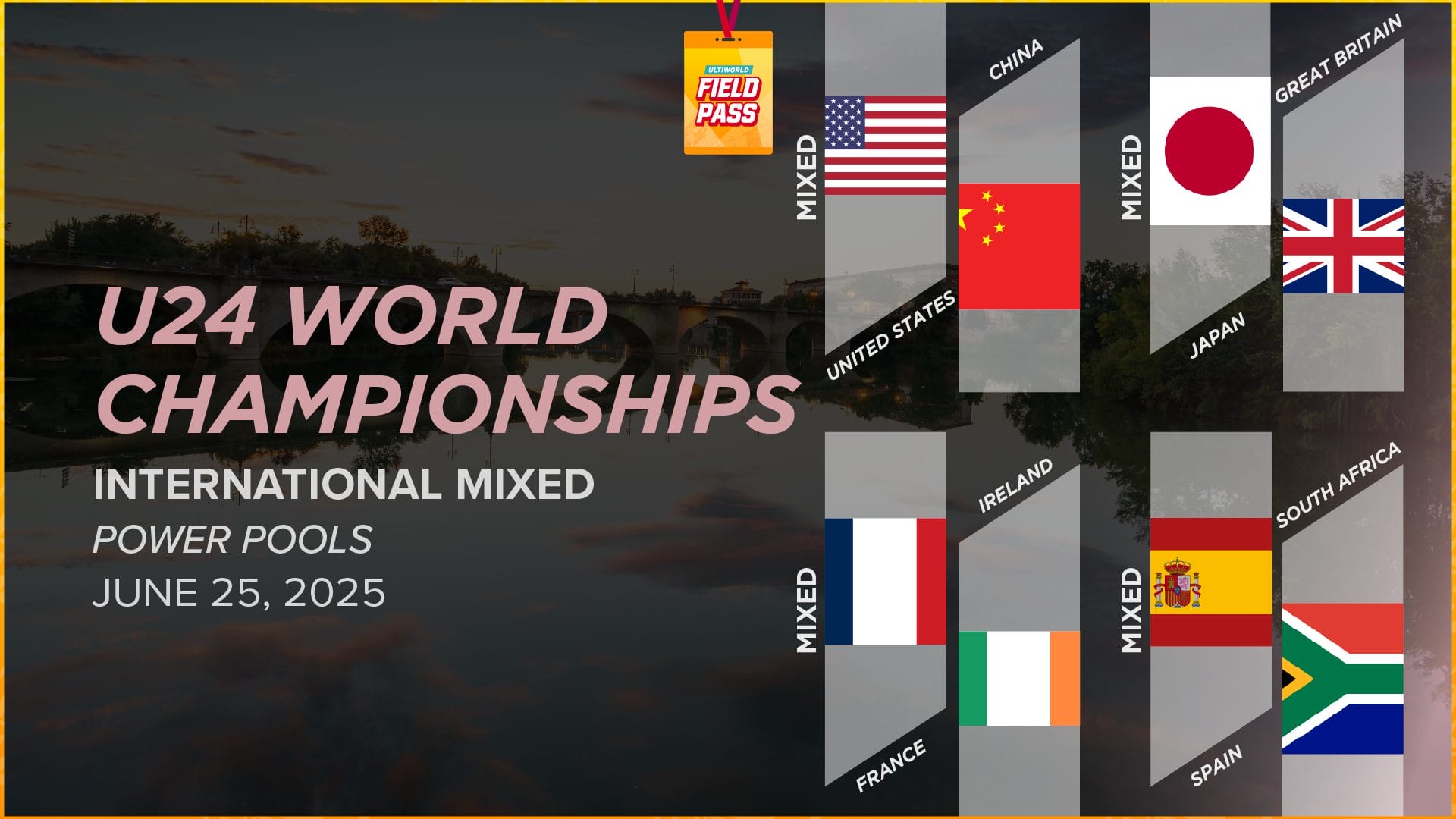 Field Pass Wednesday Round 1 - 2025 Under-24 World Championships (U24 Mixed) - Ultiworld